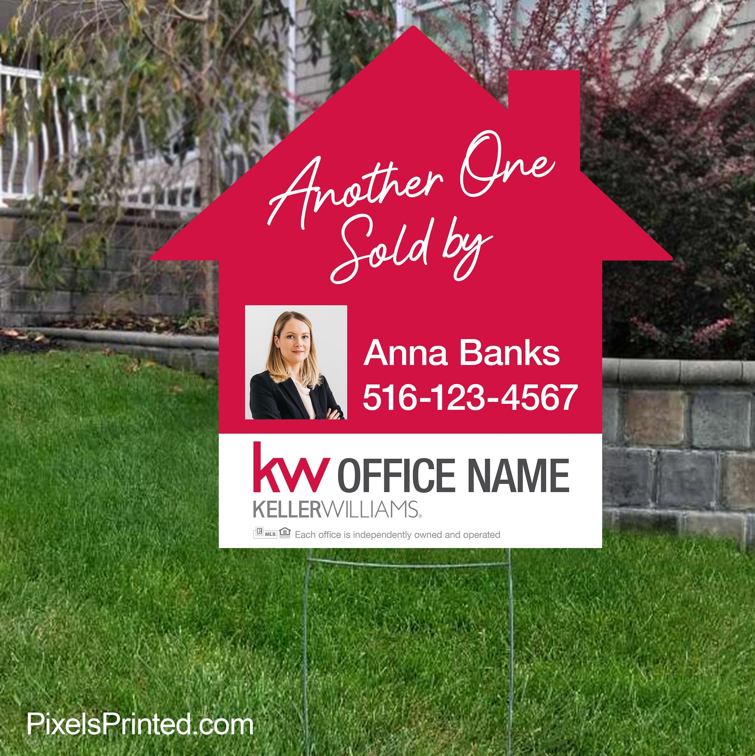 Keller Williams real estate sold by house shaped yard sign – PixelsPrinted
